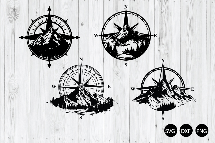 Compass with Mountain SVG, Compass SVG, Adventure SVG