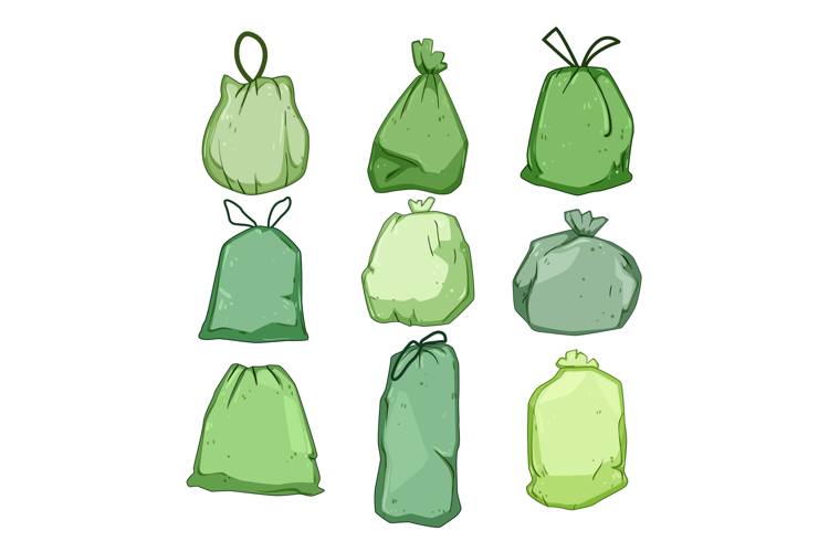 compostable trash bag set cartoon (6564848)