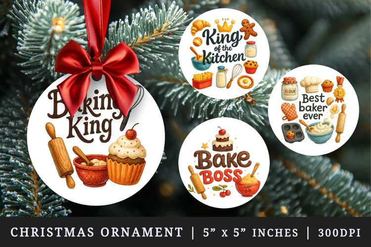 Cooking and Baking round ornaments sublimation design