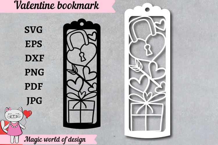 Valentine bookmark svg, layered papercut designs svg