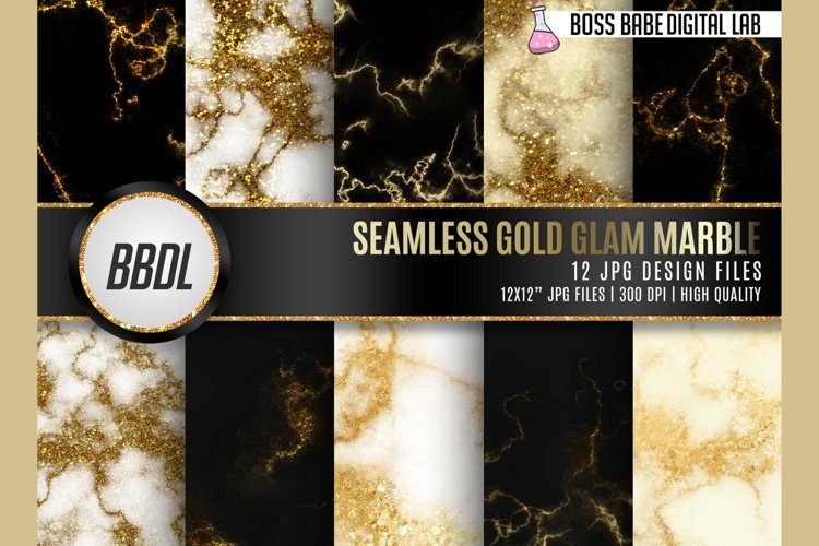 Seamless Gold Glam marble digital paper