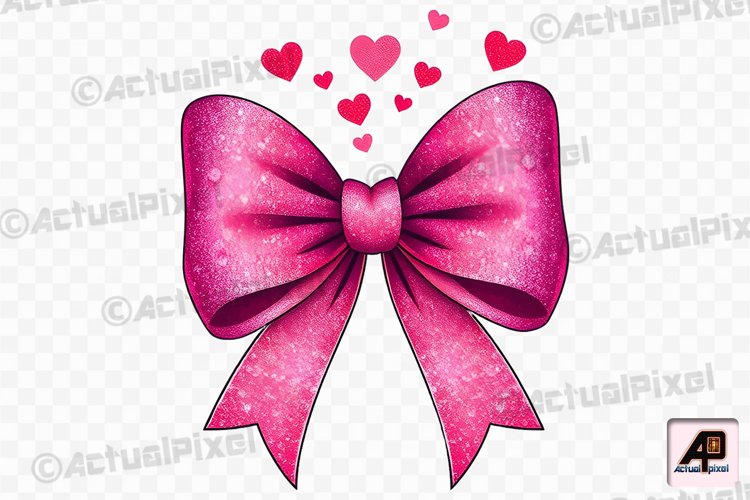 Pink Coor Valentine Glitter Coquette Bow