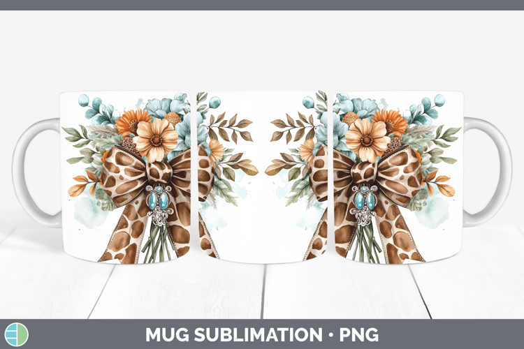 Coquette Bow Giraffe Mug Wrap Sublimation Coffee Cup Designs