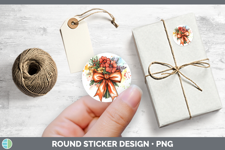 Coquette Bow Orange Stickers | Round Labels Designs