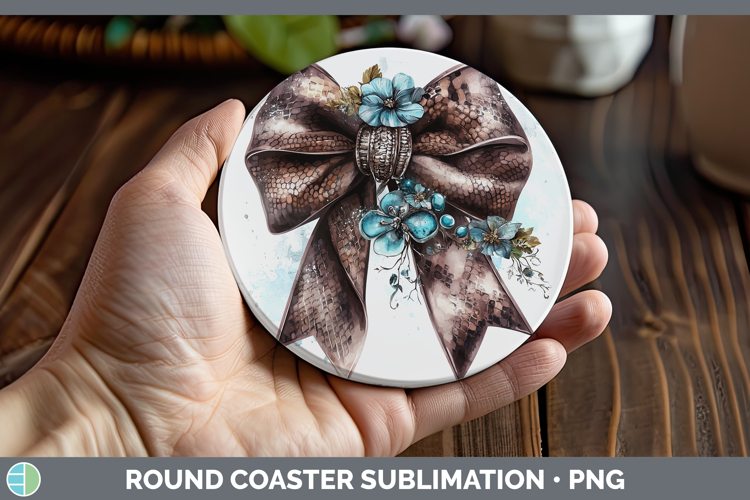 Coquette Bow Snake Round Coaster Sublimation Coaster Designs