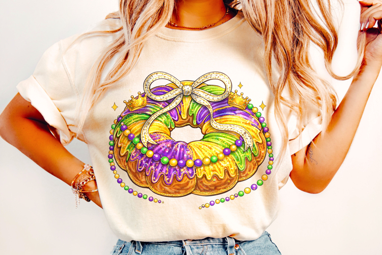 King Cake PNG, Mardi Gras PNG Sublimation, Fleur De Lis PNG