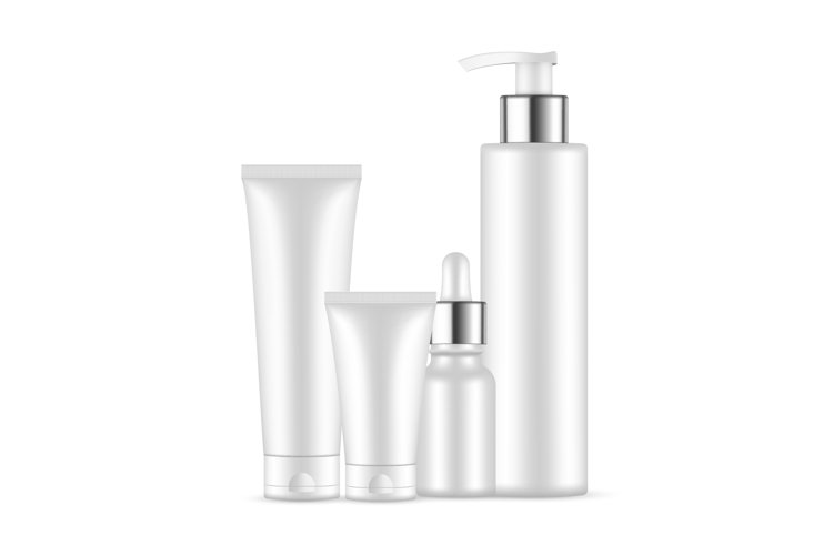 Cosmetic Plastic Containers Set, Tube, Dropper and Pump