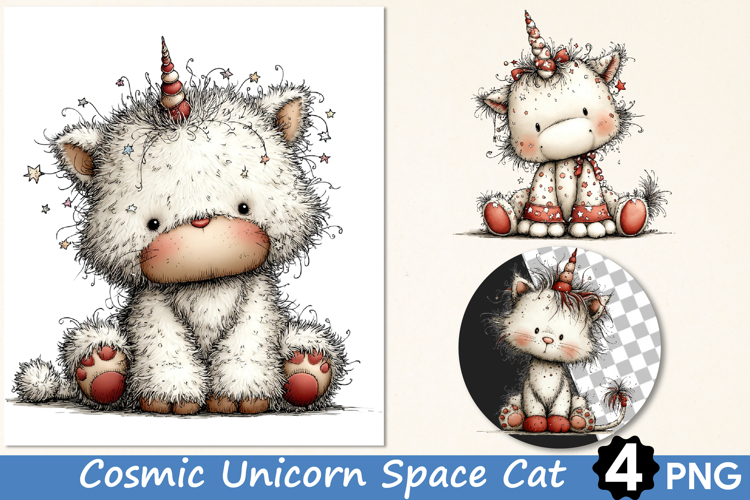 Cosmic Unicorn Space Cat Clipart