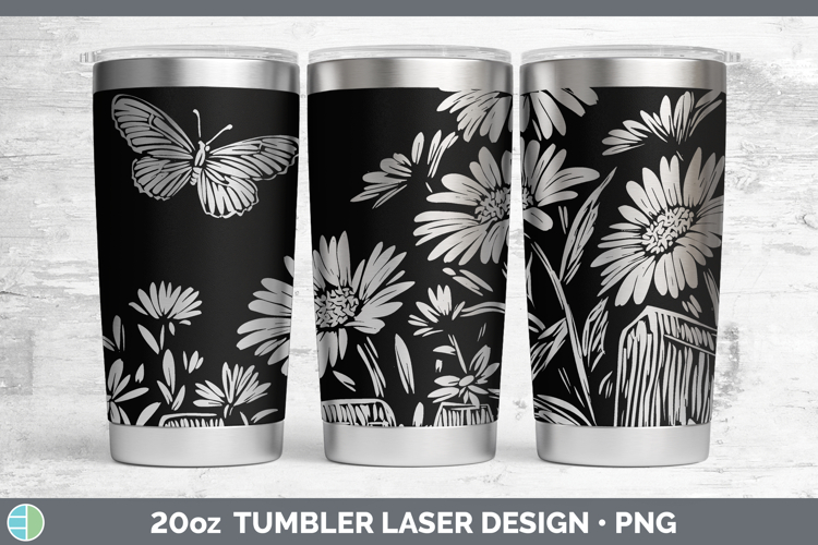 Cottage Flowers Aster Laser 20oz Tumbler Sublimation Tumbler
