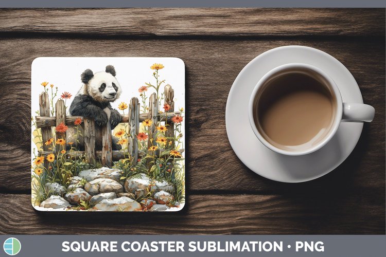 Cottage Garden Panda Square Coaster Sublimation Coaster Desi