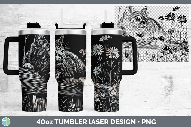 Cottage Tortoiseshell Cat Laser 40oz Tumbler Sublimation Tum