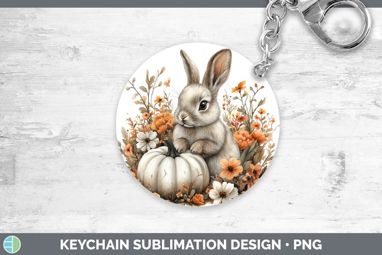 Country Pumpkin Bunny Keychain Sublimation Keyring Designs