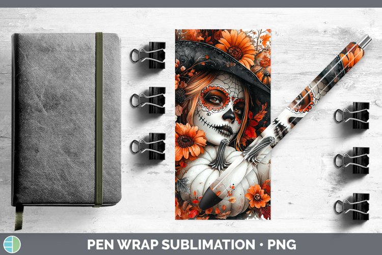 Country Pumpkin Day of the Dead Pen Wrap Sublimation Epoxy P
