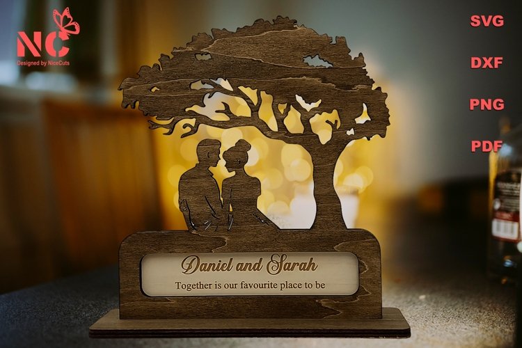 Couple Under Tree SVG - Wedding Personalized Laser Cut Sign