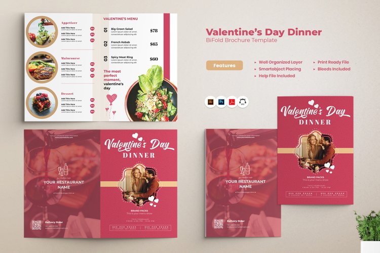 Valentines Day Dinner Bifold Brochure