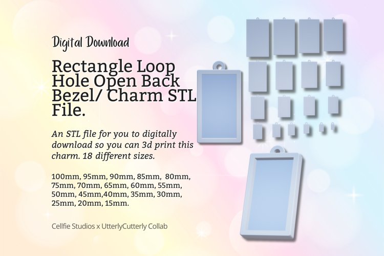 Rectangle 1 Closed Back Bezel STL File - Digital Download -1