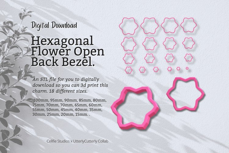 Hexagonal Flower 1 Open Back Bezel STL File - Digital Downlo