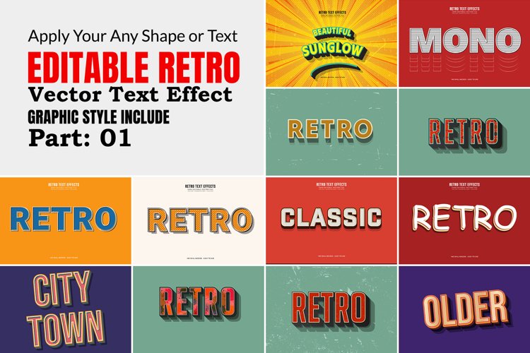 12 Editable Retro Text Effect