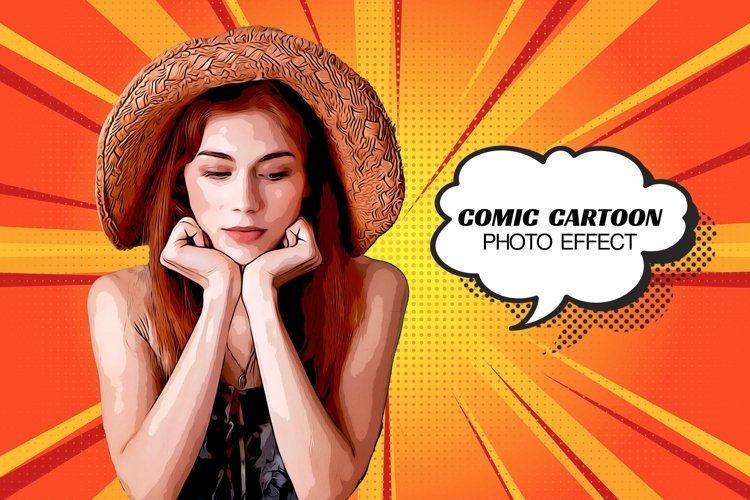 Comic Cartoon Photo Effect Mockup