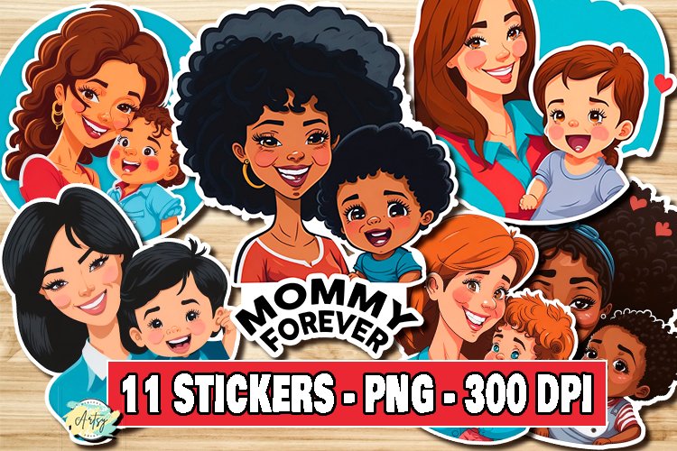 Mommy Forever - Cartoon Sticker Bundle