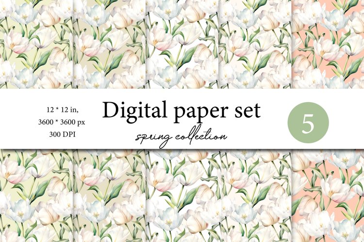 Whimsical Tulip Delight - Watercolor Digital Paper (3205210)