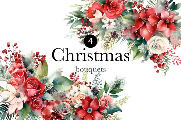 Watercolor Christmas Clipart - Christmas Botanical (3043596)