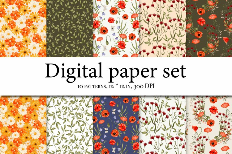 Wildflowers Aesthetics Digital Paper, Meadow (2506643)