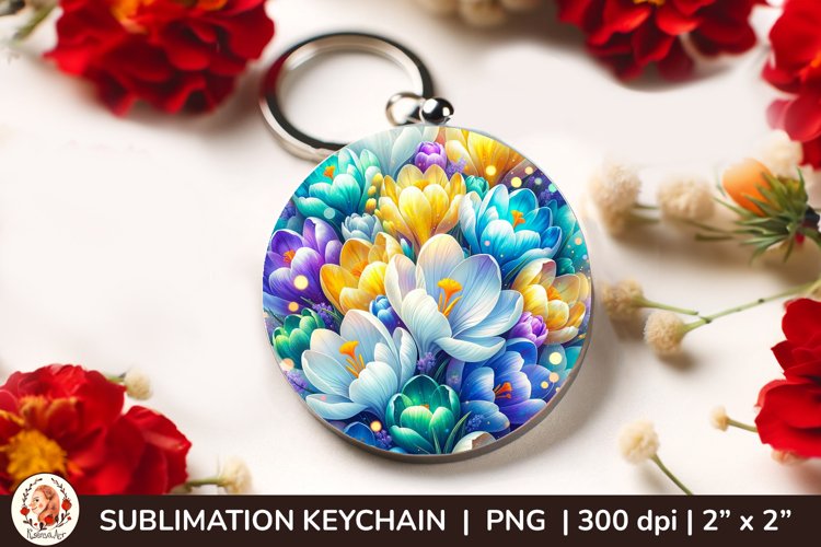 Round Keychain sublimation, 3d keychain, spring ,butterfly