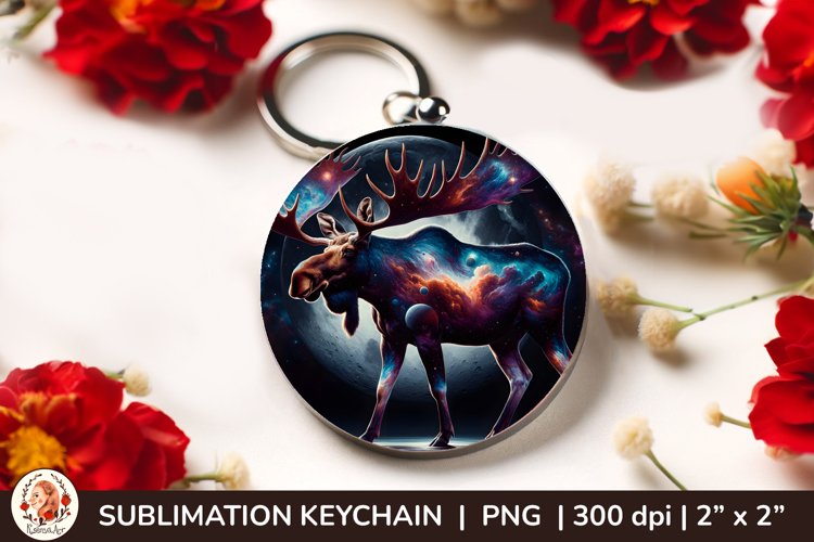 Wild Animal, Round Keychain, 3d keychain, Galaxy