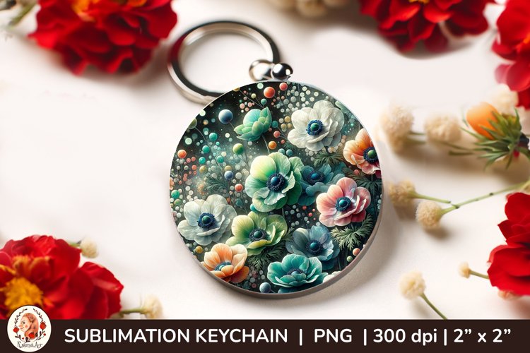 Round Keychain sublimation, 3d keychain, spring ,butterfly