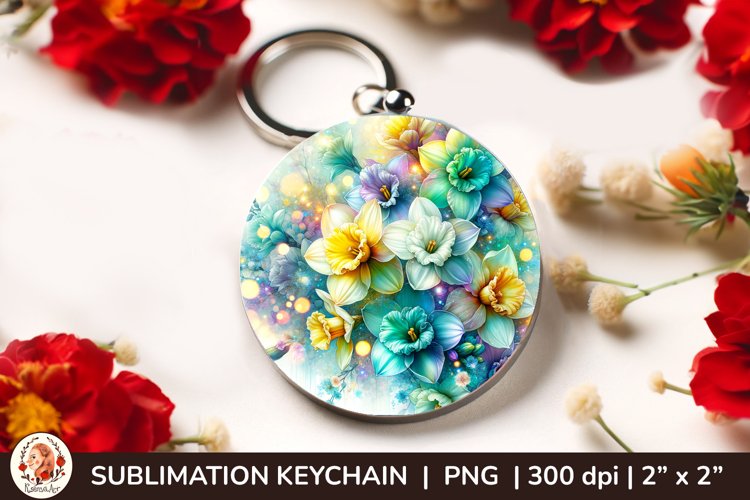 Round Keychain sublimation, 3d keychain, spring ,butterfly