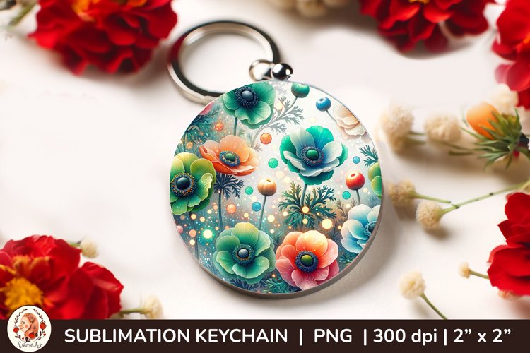 Round Keychain sublimation, 3d keychain, spring ,butterfly