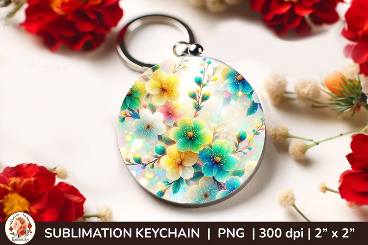 Round Keychain sublimation, 3d keychain, spring ,butterfly