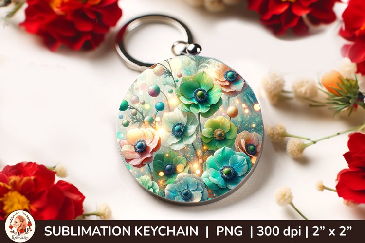 Round Keychain sublimation, 3d keychain, spring ,butterfly