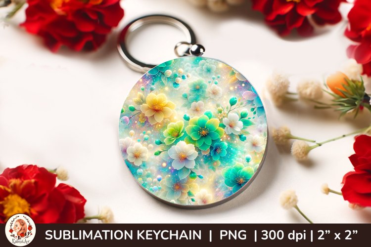 Round Keychain sublimation, 3d keychain, spring ,butterfly