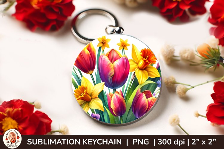Round Keychain sublimation, 3d keychain, spring ,butterfly