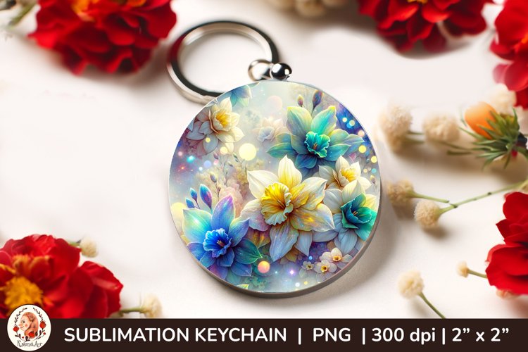 Round Keychain sublimation, 3d keychain, spring ,butterfly