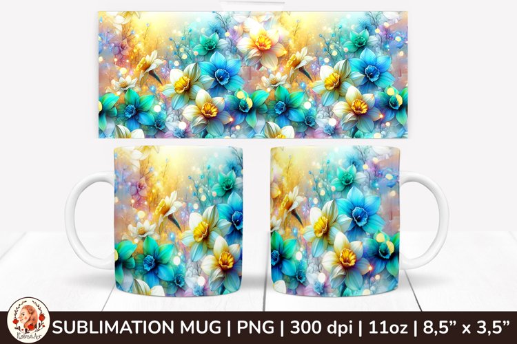 3D Flowers Mug, Spring Flowers, Spring Mug, 11 oz mug