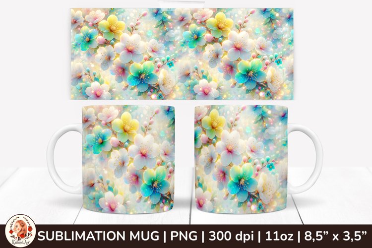 3D Flowers Mug, Spring Flowers, Spring Mug, 11 oz mug