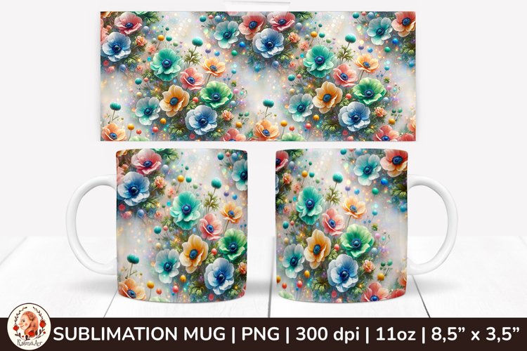 3D Flowers Mug, Spring Flowers, Spring Mug, 11 oz mug