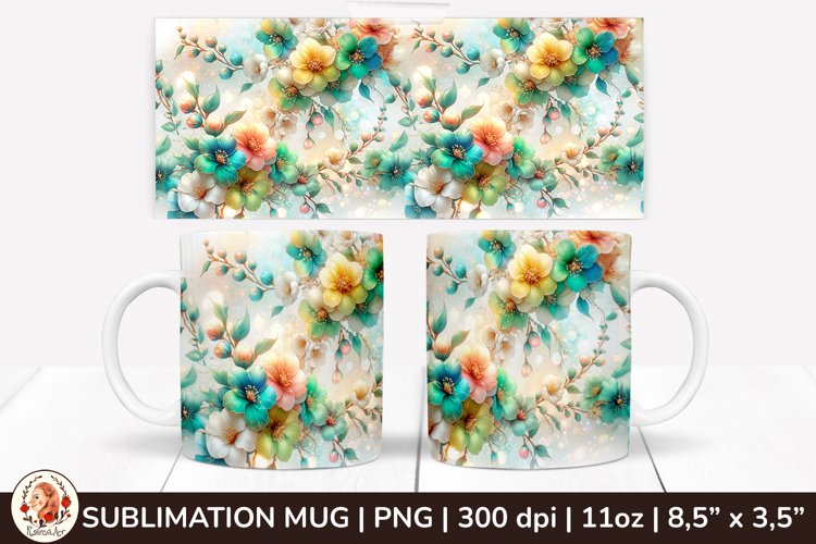 3D Flowers Mug, Spring Flowers, Spring Mug, 11 oz mug