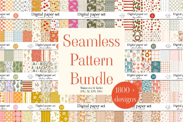Digital Paper Bundle - Seamless Patterns - Paper Pack