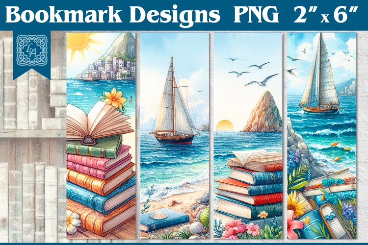 Books & Sea Printable Bookmark 4 PNG Books & Sea Printable Bookmark 4 PNG