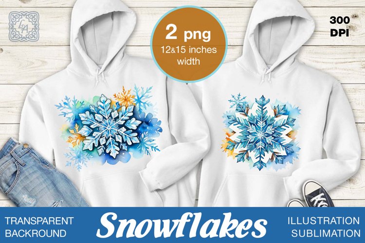 Watercolor Snowflakes 2 PNG sublimation