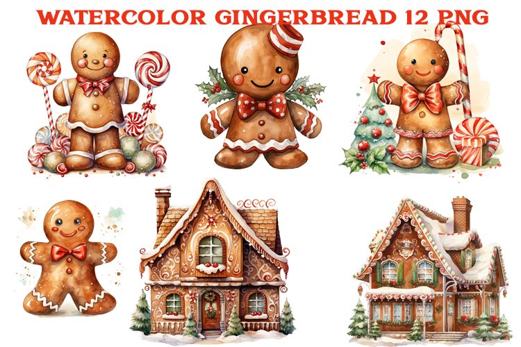 Watercolor gingerbread clipart, watercolor clipart, PNG