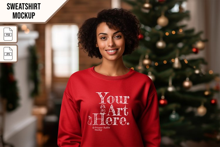 Red Sweatshirt Smart Mockup PSD & JPG Template Graphic