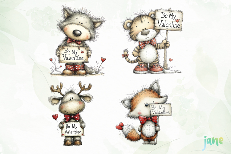 Cozy Valentine Animals Clipart (6541934)