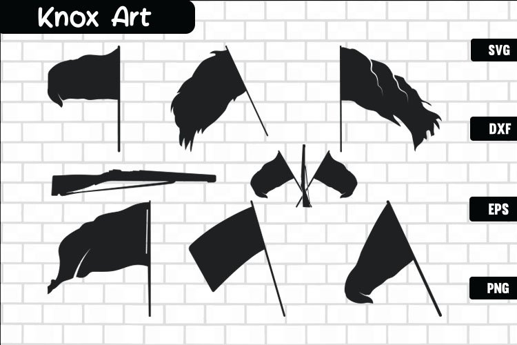 Color Guard Flags Silhouette SVG, Flags SVG