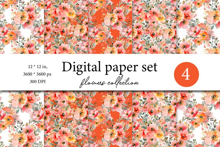Whimsical Flowers Delight - Watercolor Digital Paper