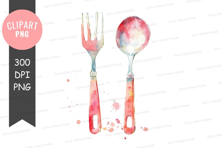 Watercolor serving utensils